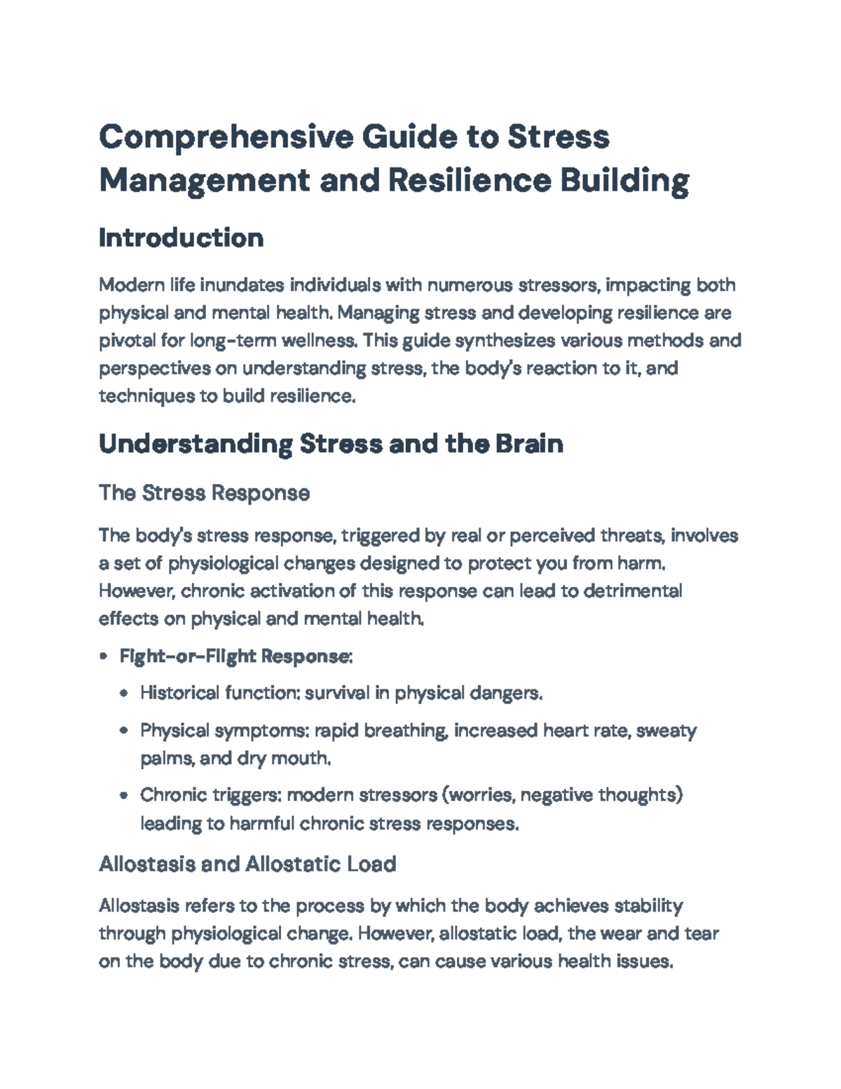 Stress Management and Resilience Building Guide (Course Code: SMRB 101 ...