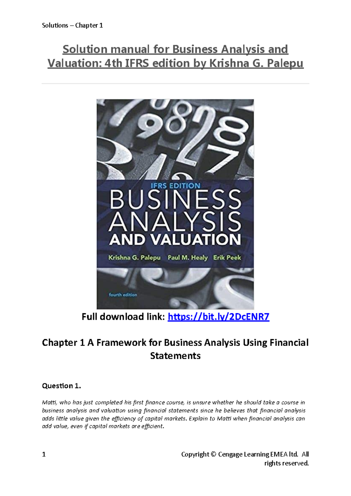 Business Analysis and Valuation: Chapter 2 Guide (IFS 4th Ed.) - Studocu