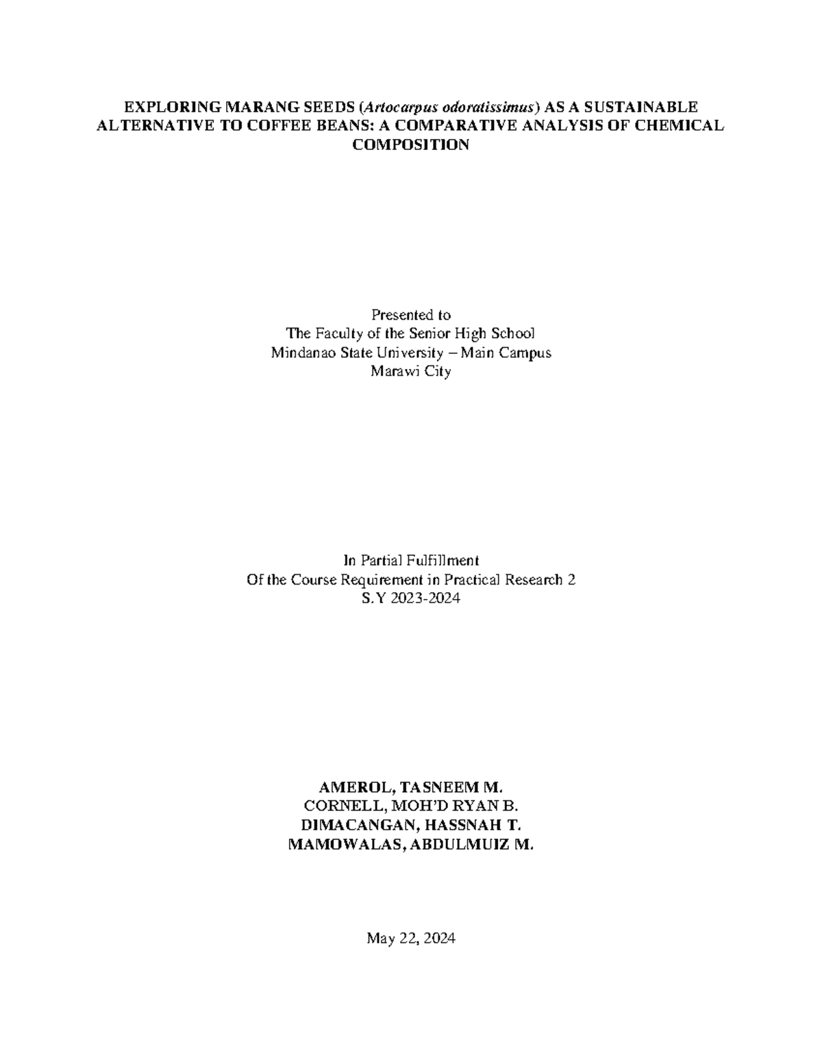 Exploring Marang Seeds (Practical Research 2) as a Coffee Alternative ...