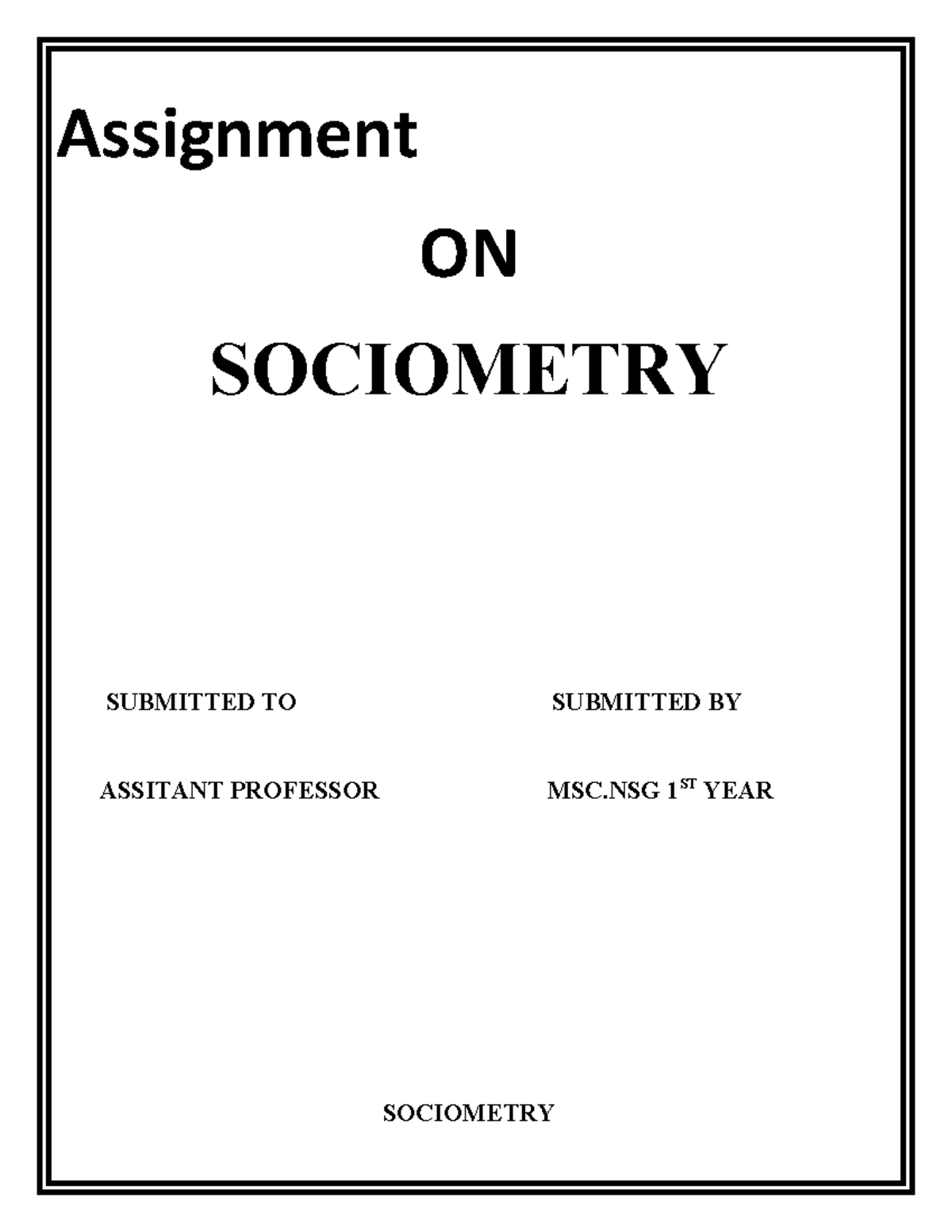MSC.NSG 1ST YEAR: Practical Material on Sociometry Techniques - Studocu