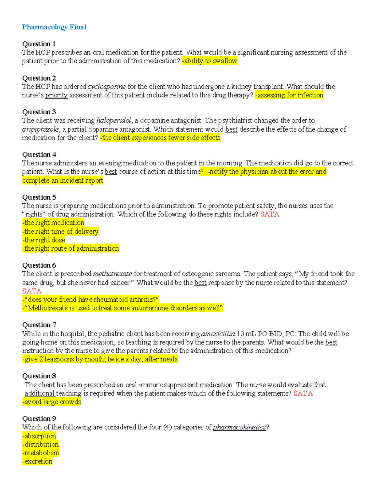 Pharmacology Exam 3 & Quiz 4 Review Notes for Heart Health - Studocu