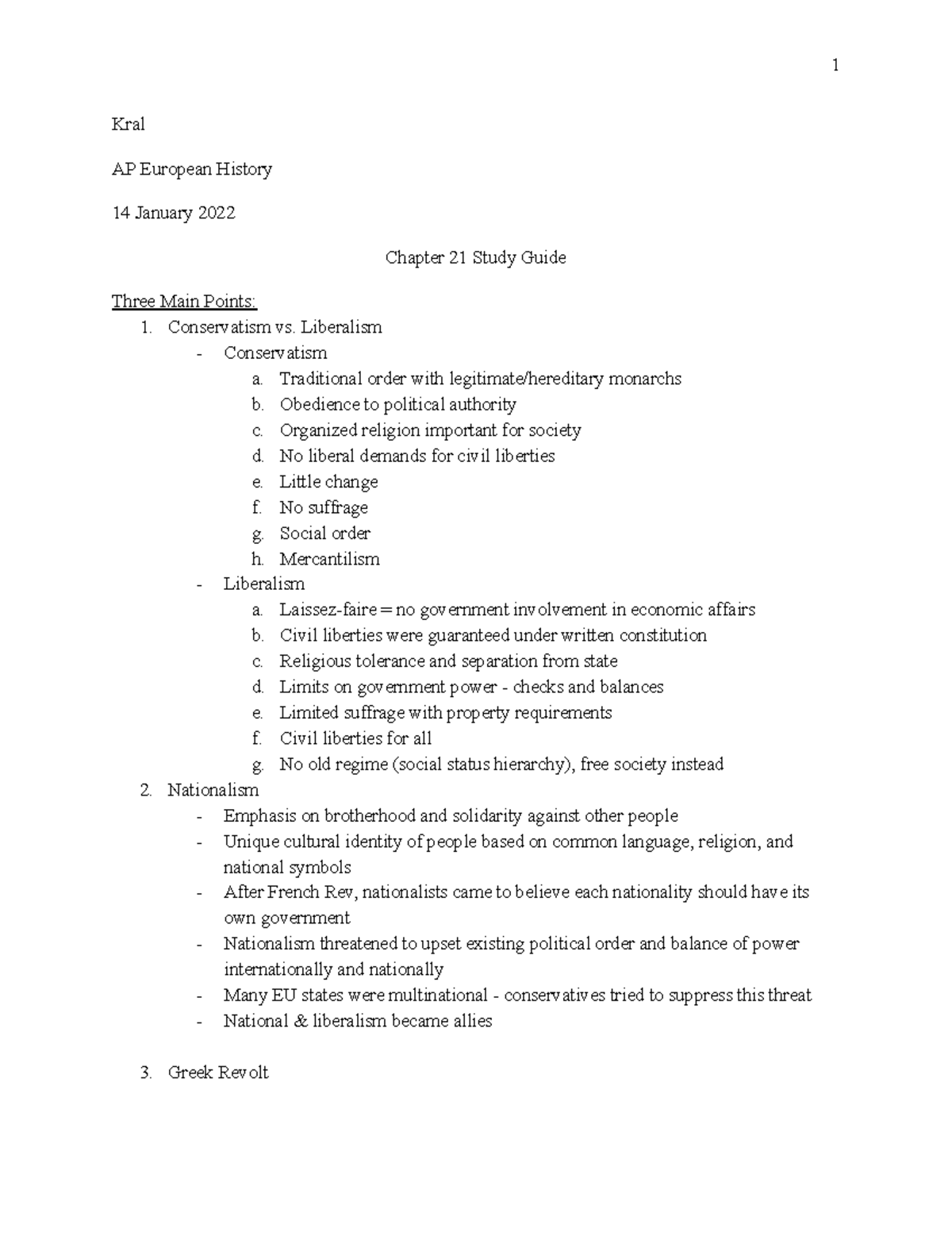 Chapter 21 Study Guide - AP European History - Kral AP European History ...