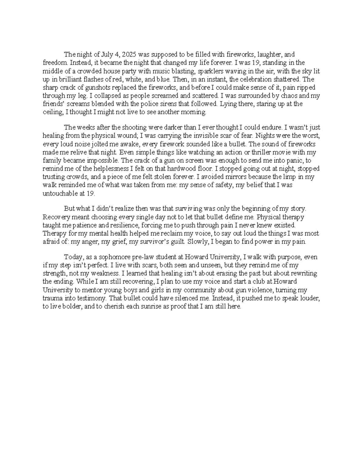 Sara Jamison Essay 2025: A Journey of Healing from Gun Violence - Studocu