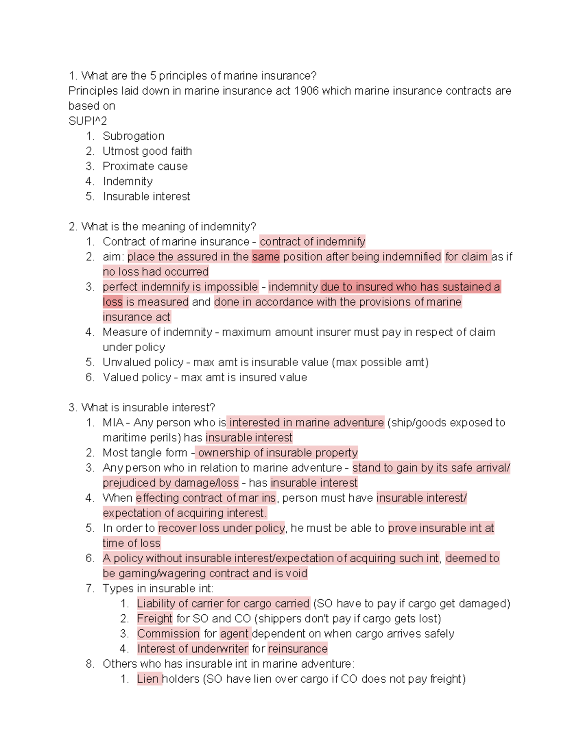 MI Les 2 - Lecture Notes on Marine Insurance Principles and Concepts ...