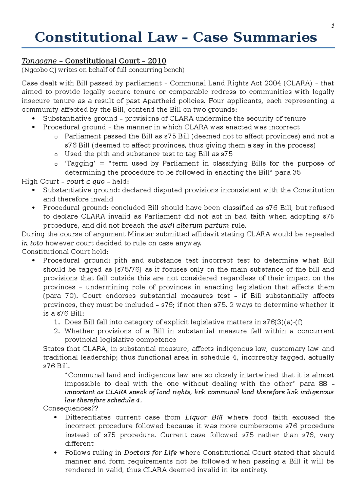 EFF case summary - Notes to study from - Economic Freedom Fighters and ...