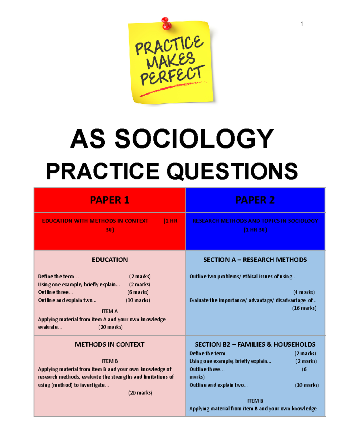 AS SOCIOLOGY EXAM BANK '22: EDUCATION & RESEARCH METHODS - Studocu