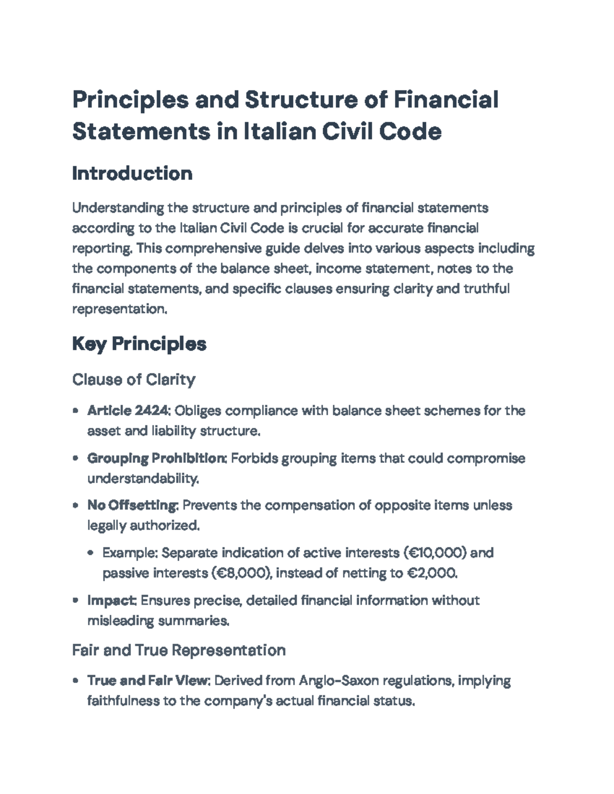 Principles of Financial Statements under Italian Civil Code Explained ...