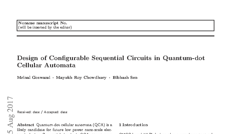 Design of Configurable Sequential Circuits in QCA (CSE 101) - Studocu