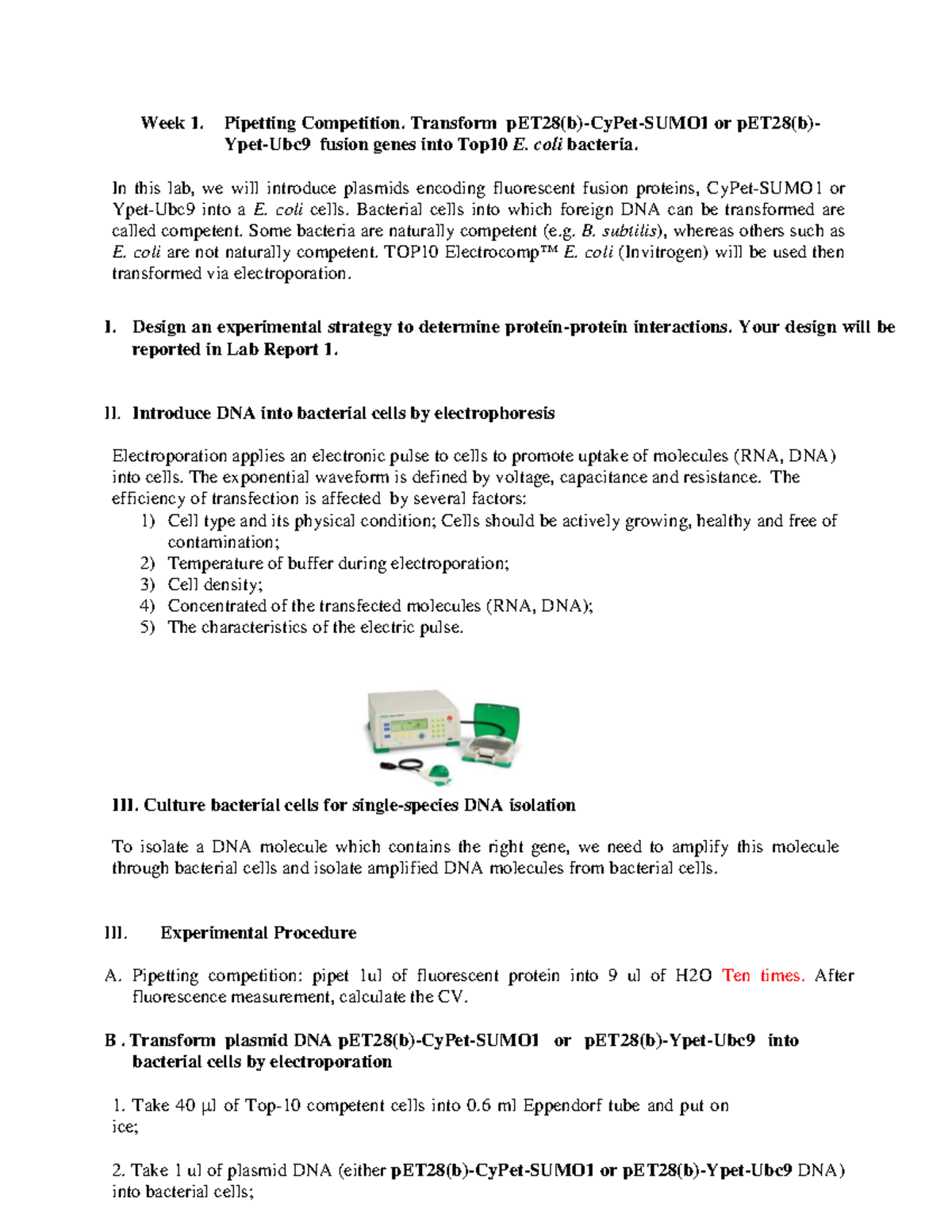 BIEN155 Lab 1 2025 - Pipetting Competition & Gene Transformation - Studocu
