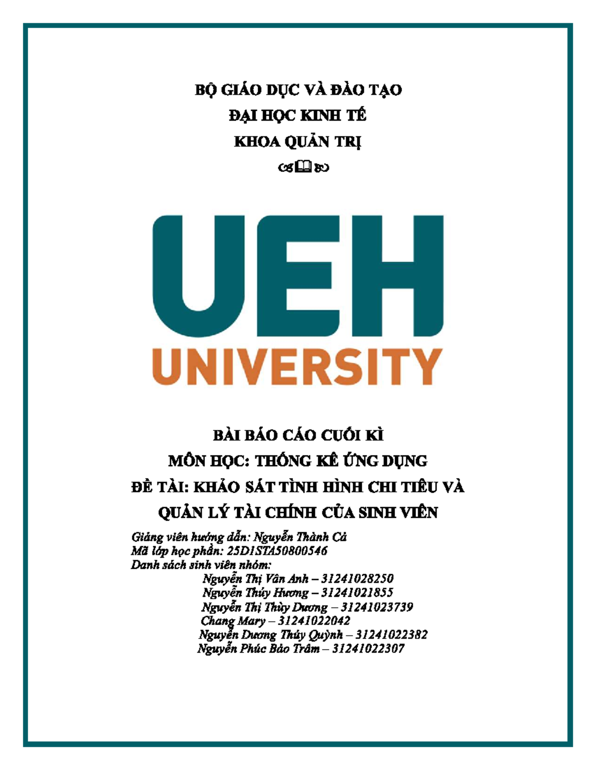 BO GIAO DUC VA DAO TAO DAI HQC KINH TE KHOA QUAN TRI 80 UEH UNIVERSITY ...