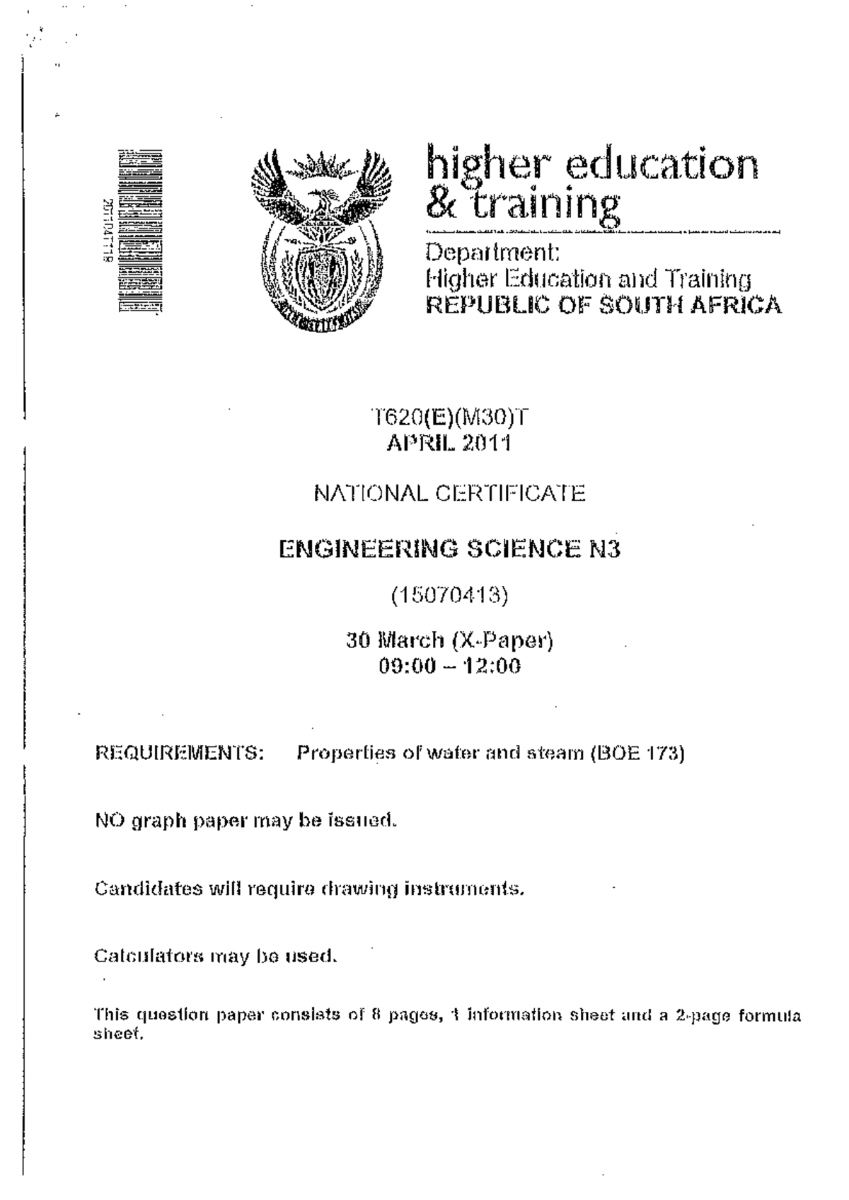 N3 Engineering Science T111 Quiz Paper + Marking Guide - Studocu
