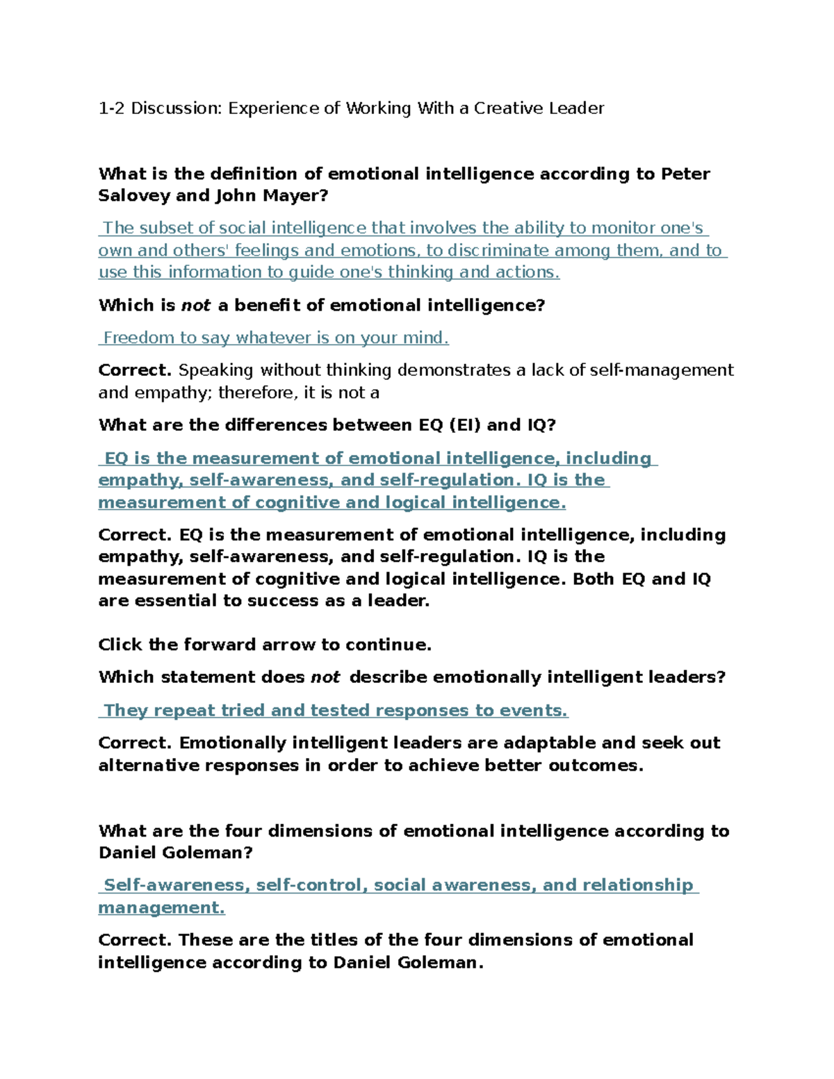 6-3 Emotional Intelligence: Understanding Leadership & EQ Skills - Studocu