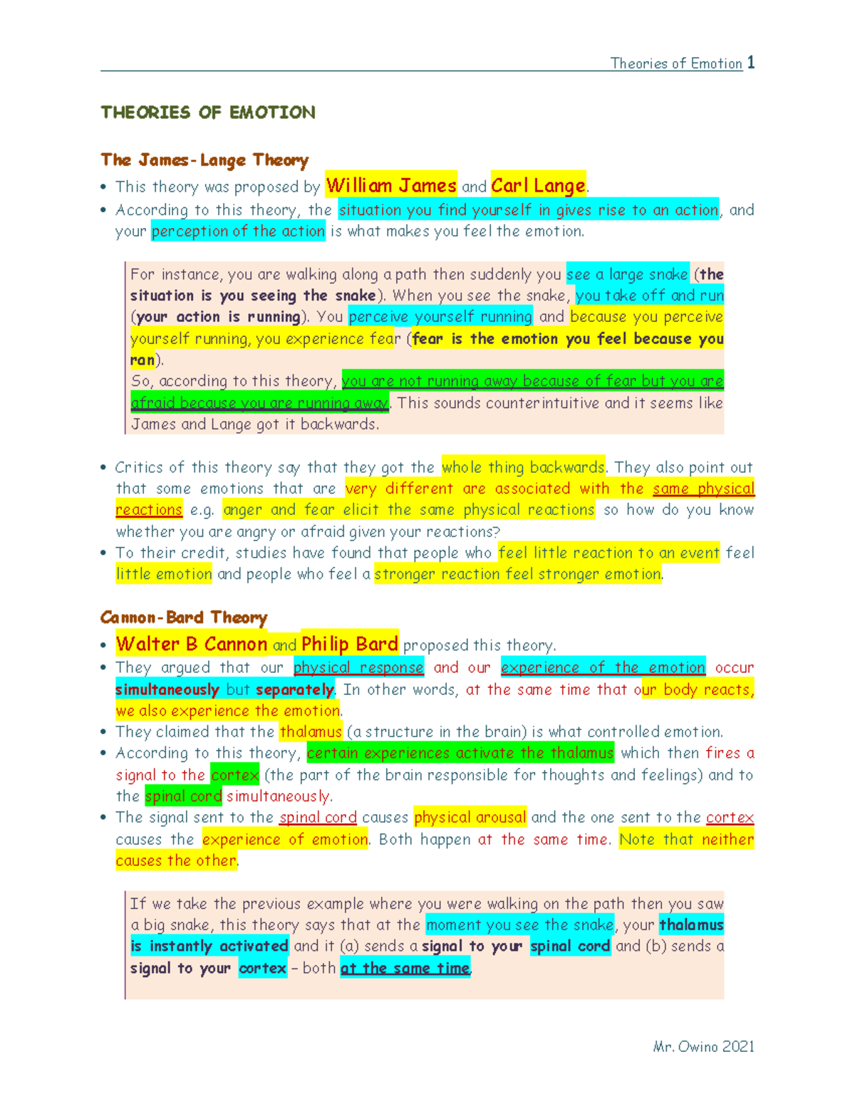 NINE Theories of Emotion: Insights and Analysis - Studocu