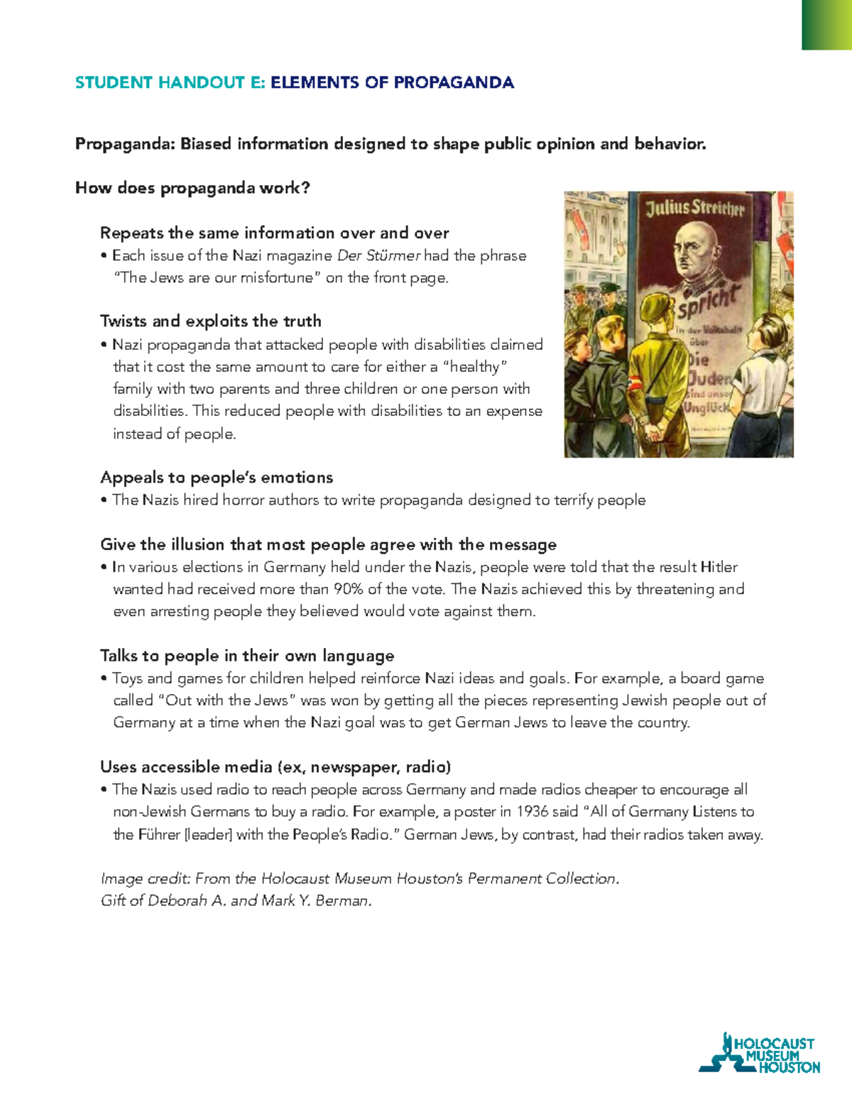 25 STUDENT HANDOUT E: ELEMENTS OF PROPAGANDA AND ITS IMPACT - Studocu
