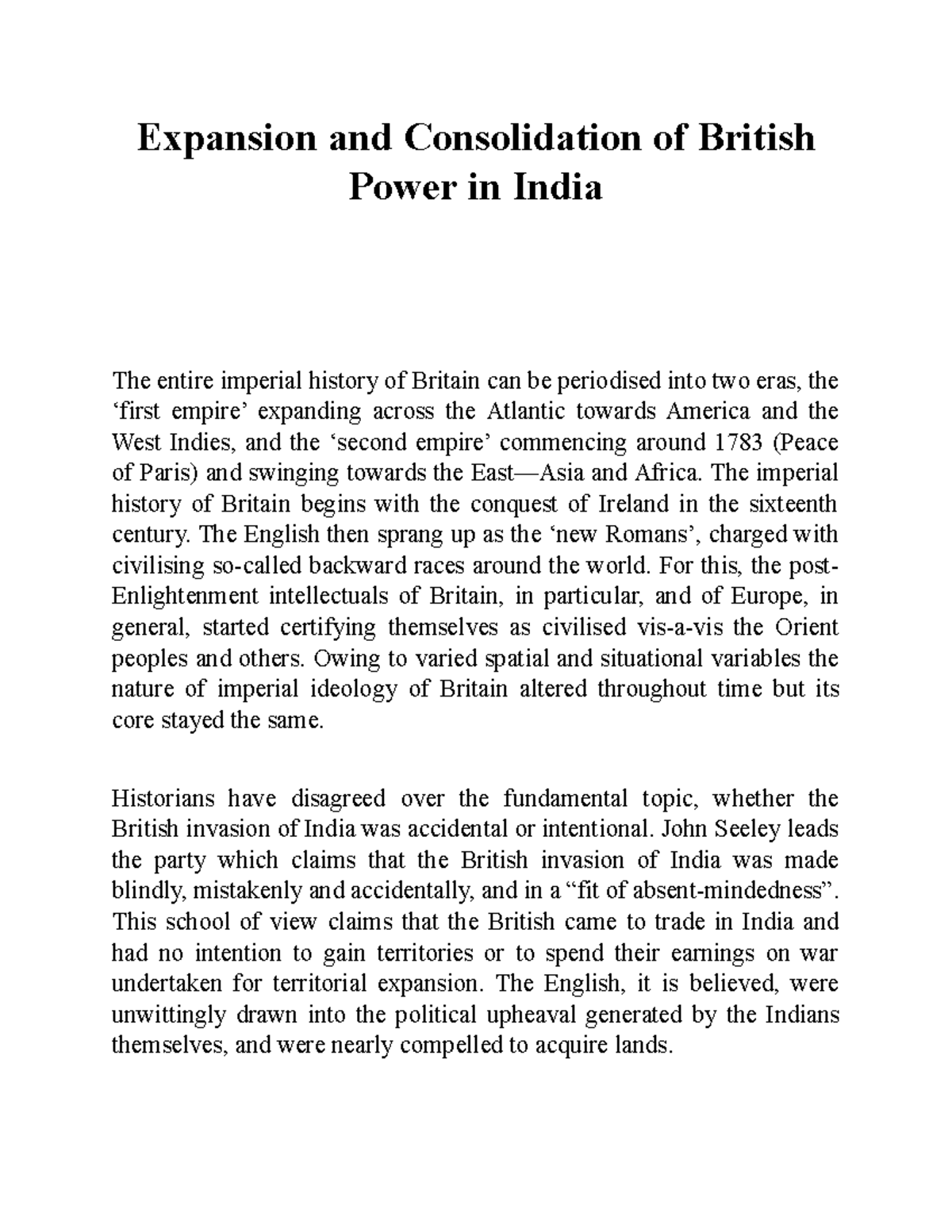 Expansion and Consolidation of British Power in India: Key Insights ...