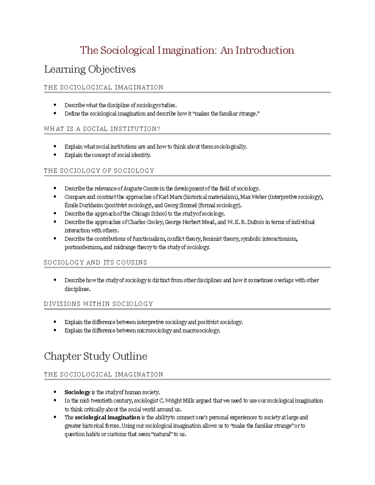 Understanding the Sociological Imagination: Key Concepts & Theories - Studocu