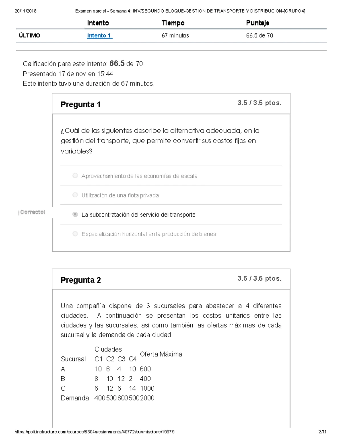 Parcial 1 8 Marzo 2020, preguntas y respuestas - Examen parcial - Semana 4 ####### Fecha de ...