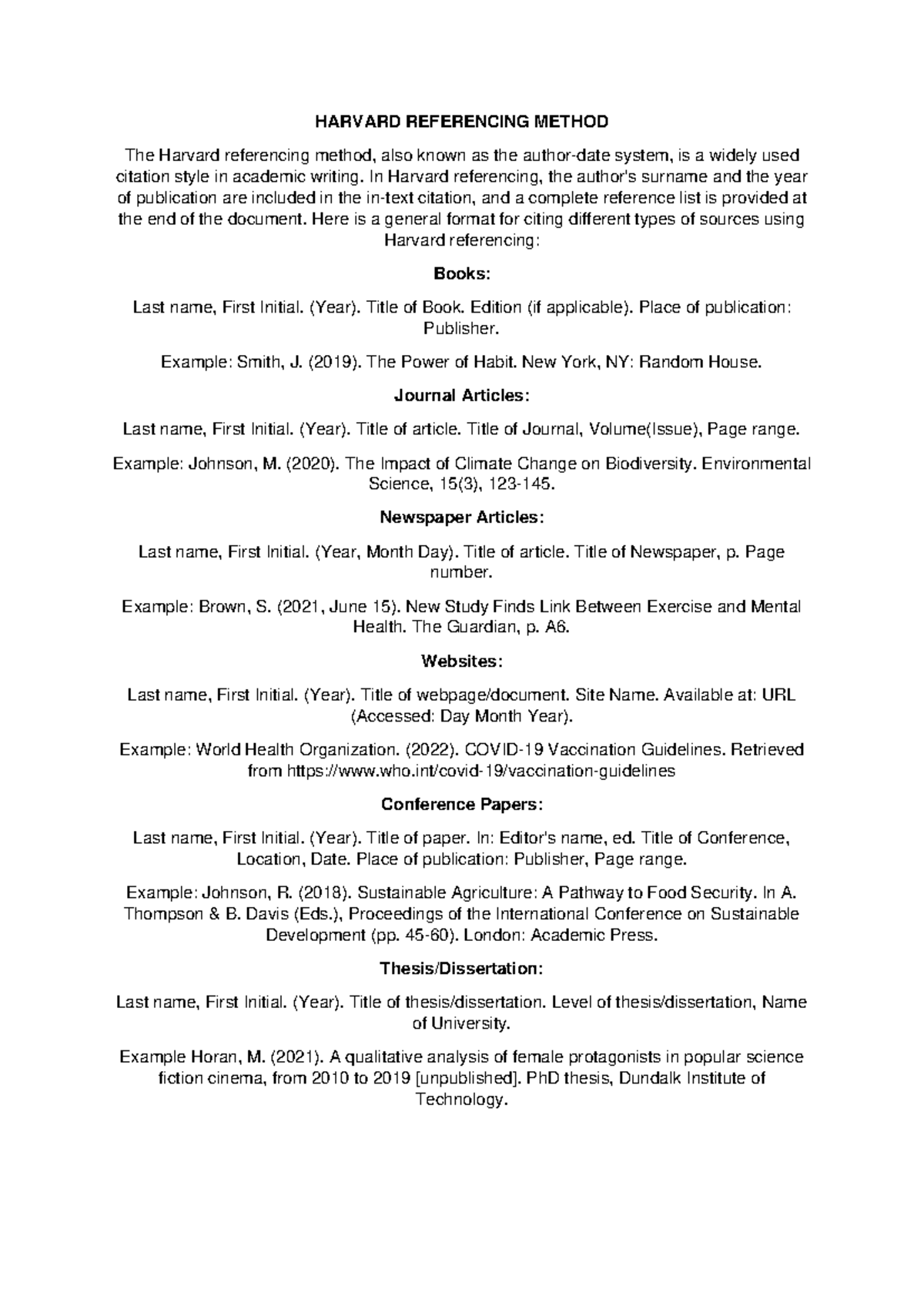 5. Comprehensive Guide to Harvard Referencing Methods - Studocu