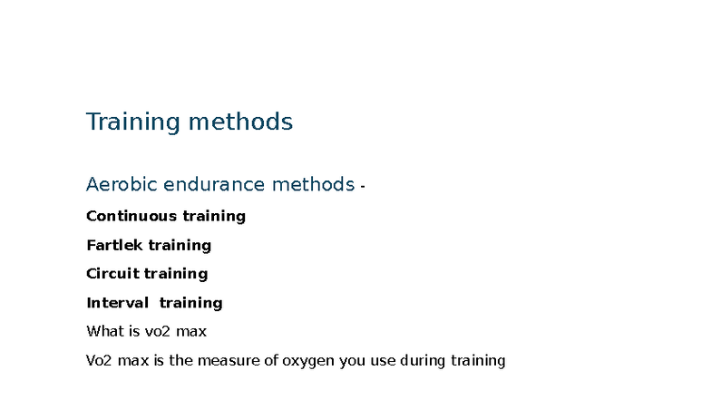 Training Methods for Aerobic Endurance: A Comprehensive Guide - Studocu
