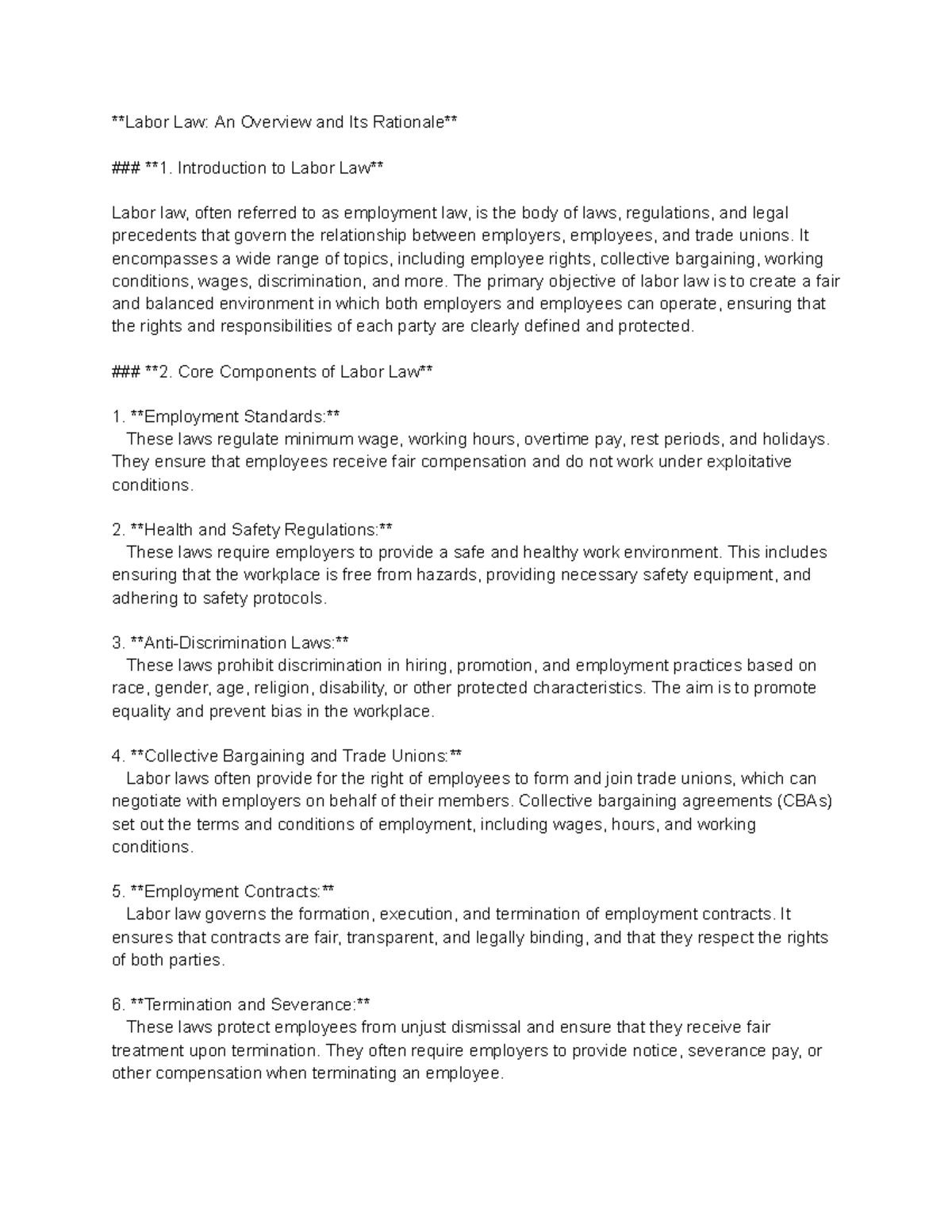 Labor Law Overview and Rationale: Insights for Effective Practice - Studocu