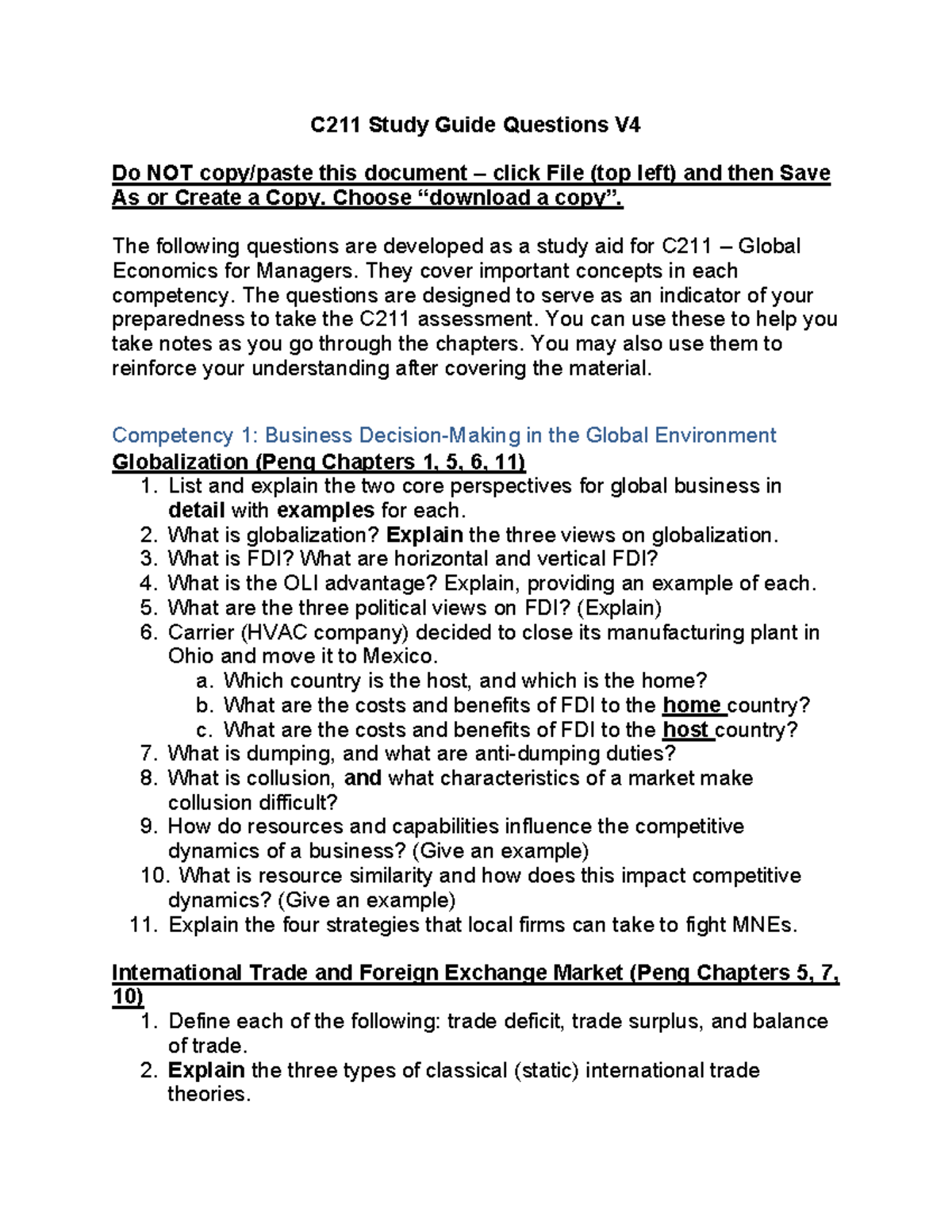 C211 Global Economics Study Guide: Key Questions & Concepts - Studocu