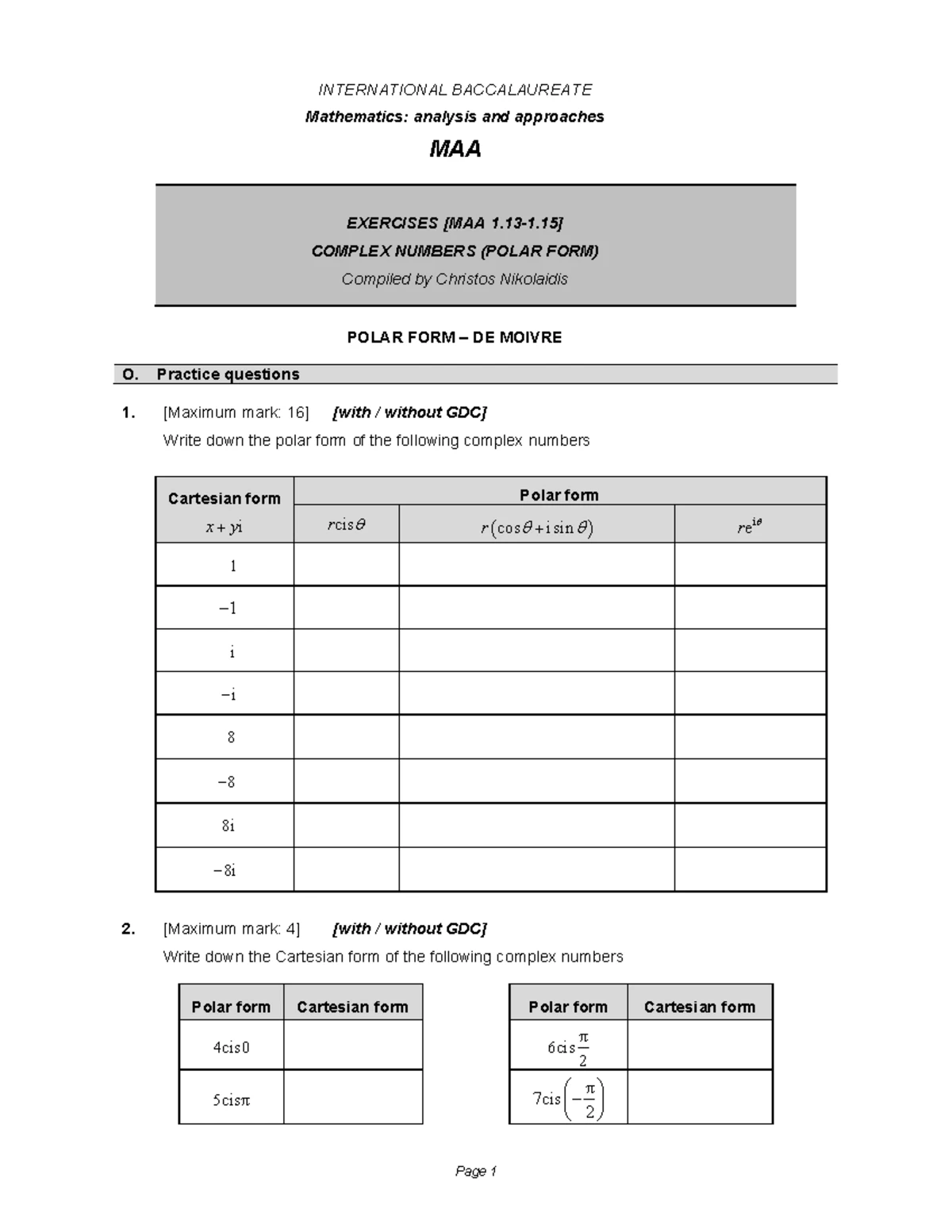 HL formula booklet may 2024 - © International Baccalaureate ...