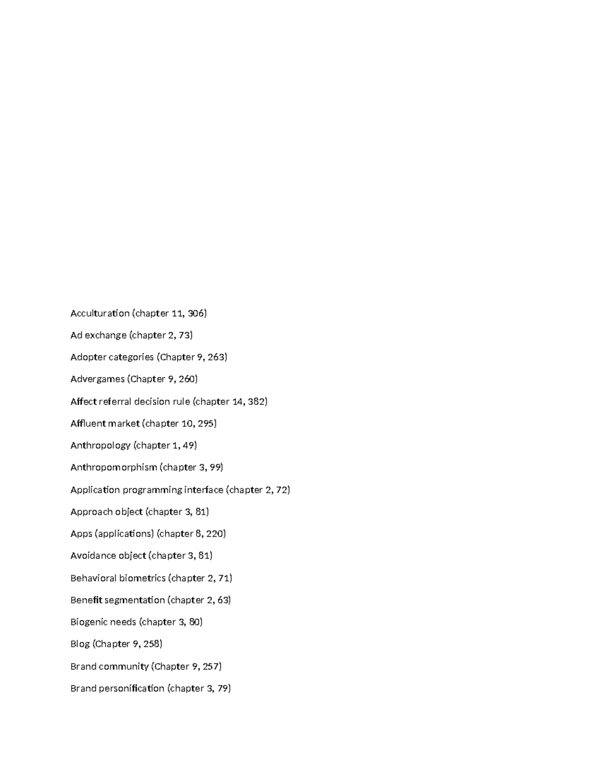 LIST - qqqqqq - Acculturation (chapter 11, 306) Ad exchange (chapter 2 ...