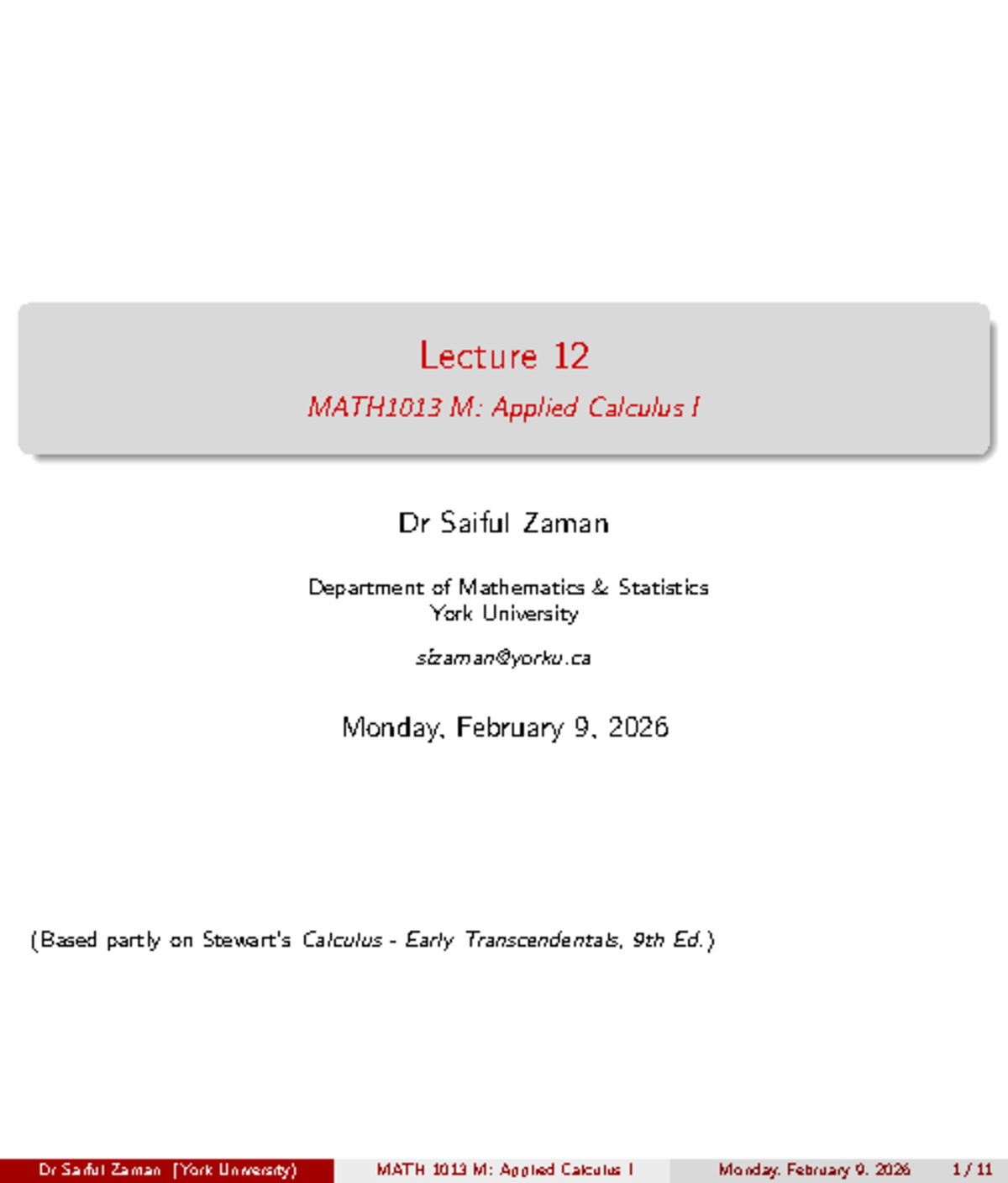Lecture 12: Implicit Differentiation in MATH1013 M - Applied Calculus I ...