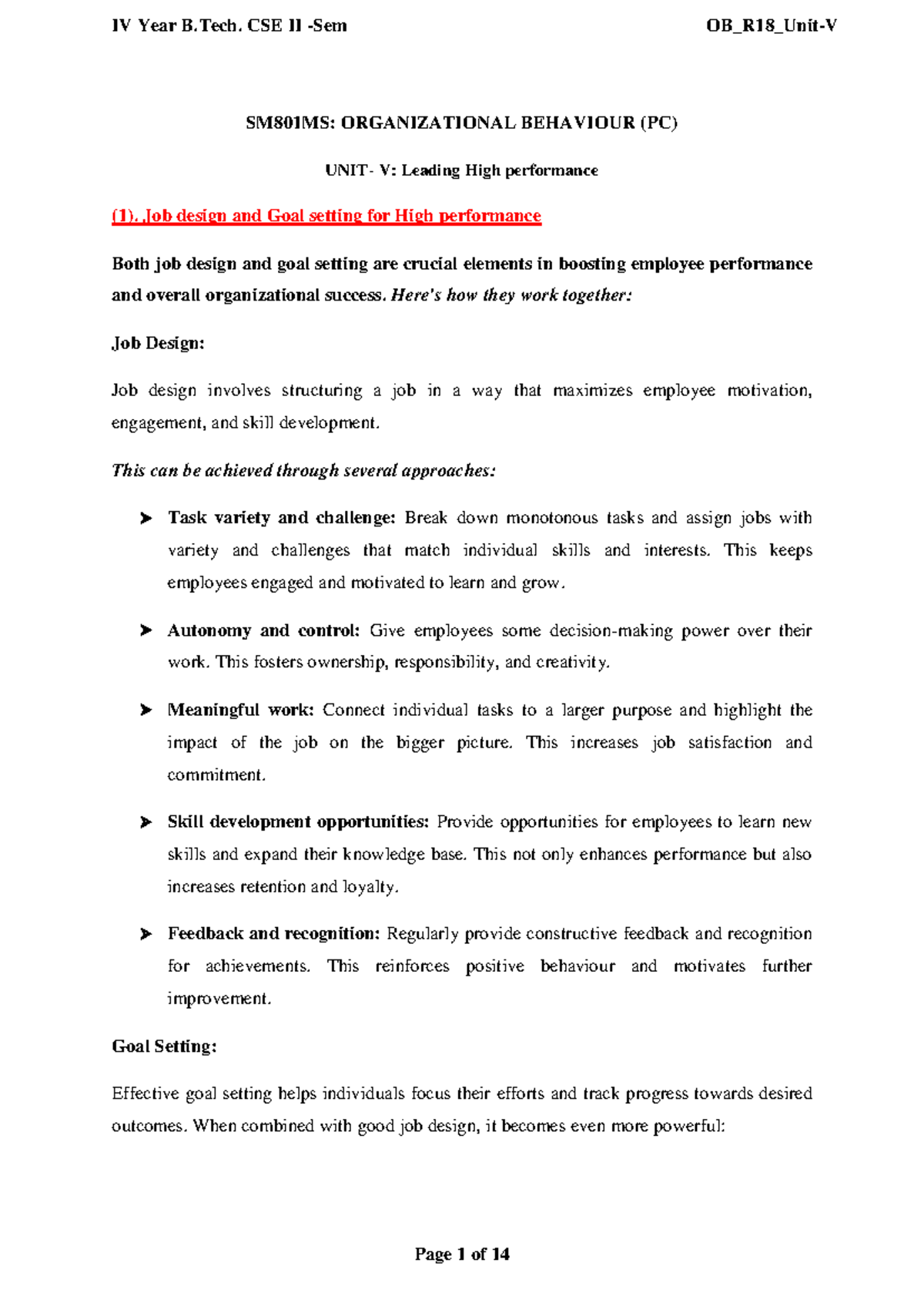 SM801MS: OB Unit 5 - Leadership & Performance Enhancement Notes - Studocu