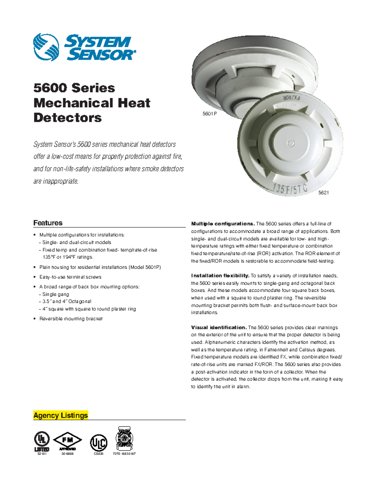 5600-Series Data Sheet SPDS300 - Agency Listings 5600 Series Mechanical ...