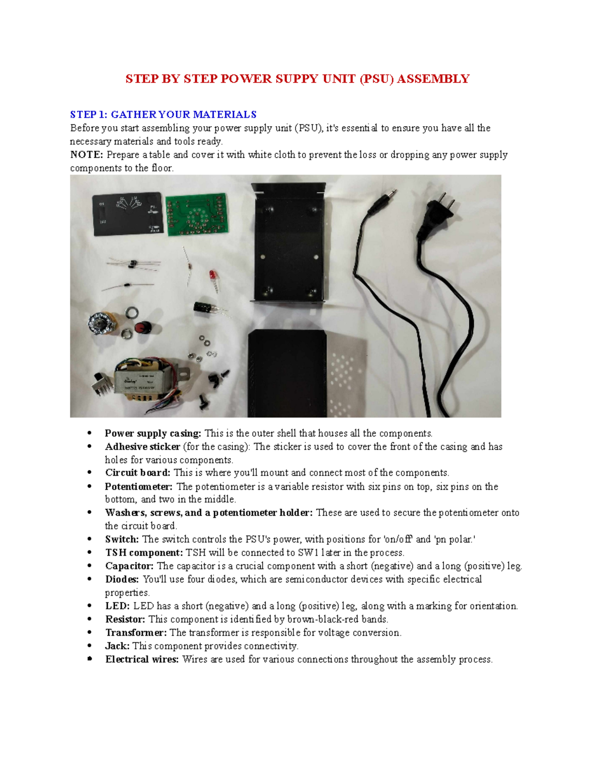PSU Assembly Guide: Step-by-Step Instructions for Beginners - Studocu