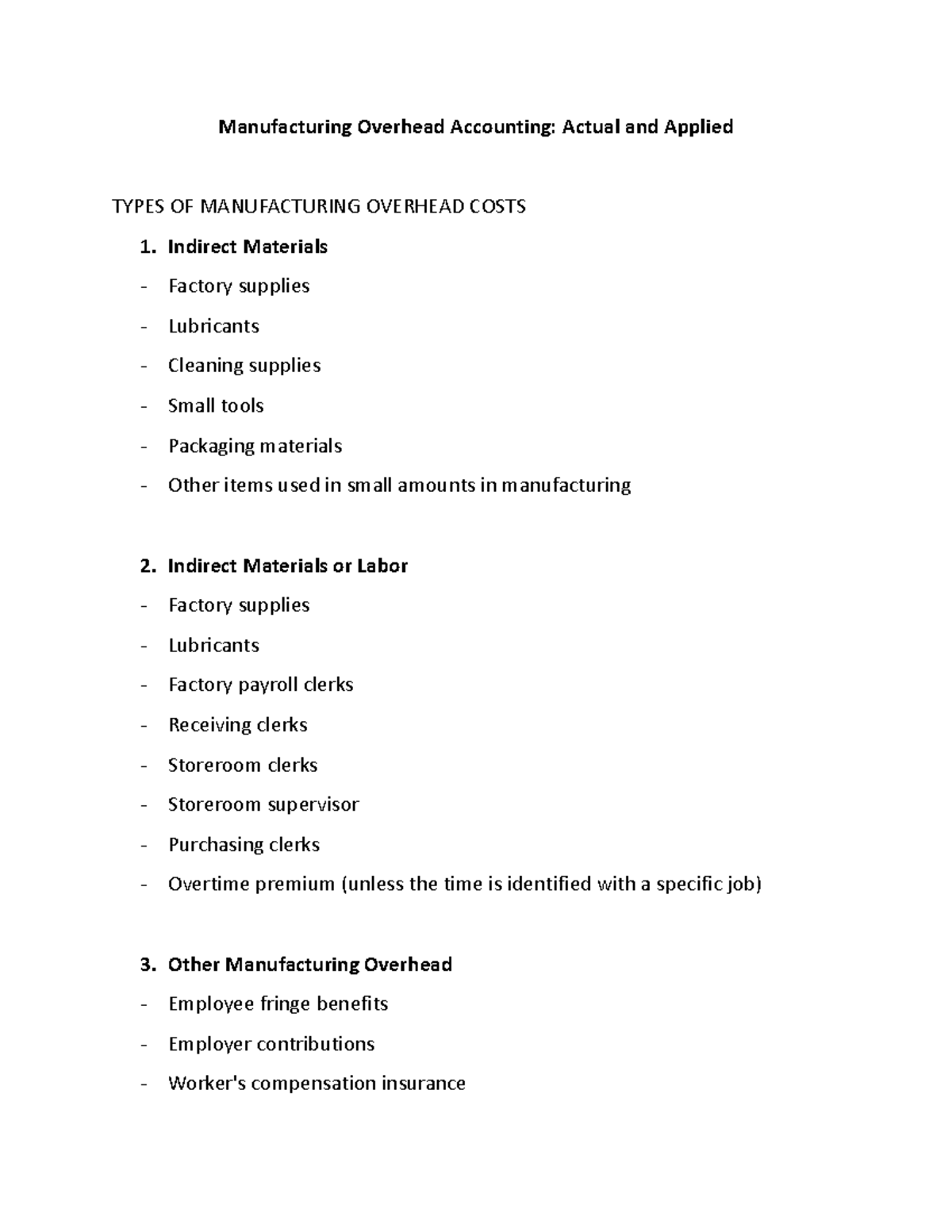 Manufacturing Overhead Accounting: Actual vs. Applied Overview - Studocu
