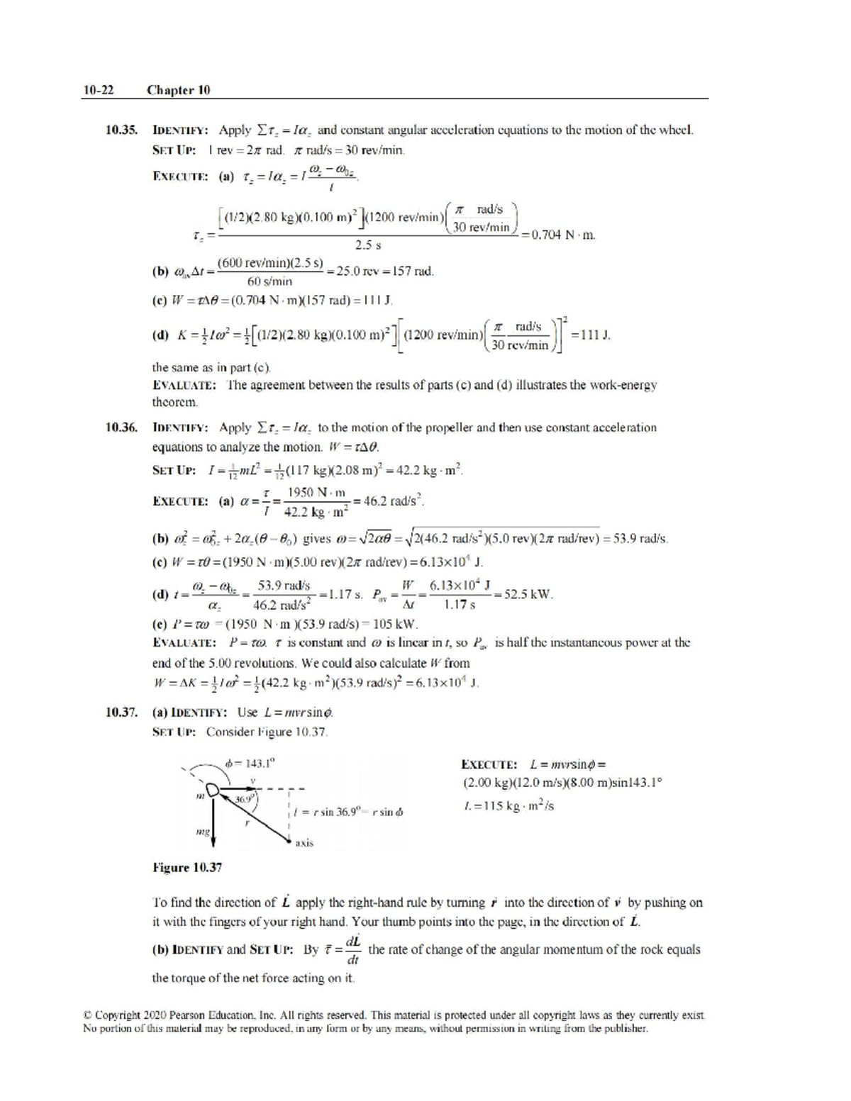 Chapter 10 Solutions: Angular Motion & Torque Analysis (University ...