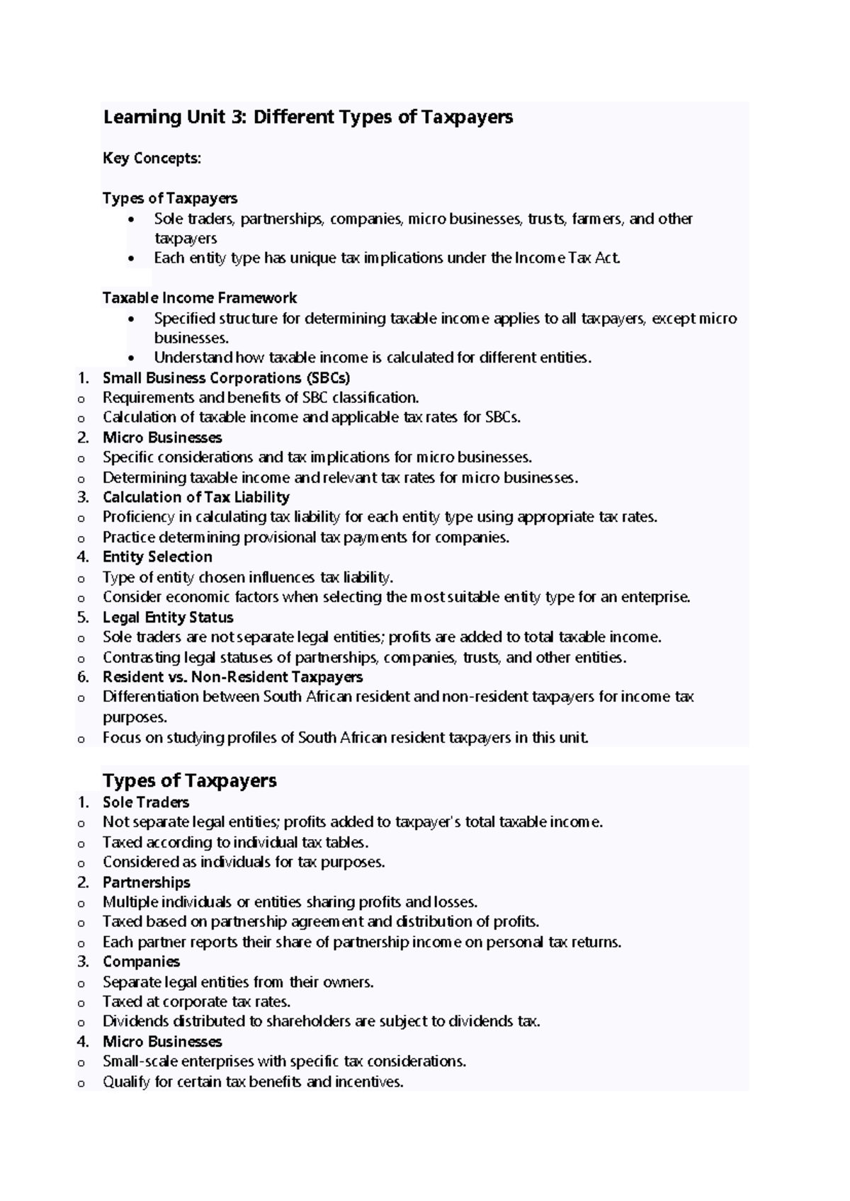 Types of Taxpayers: Tax Implications and Framework for Learning Unit 3 ...