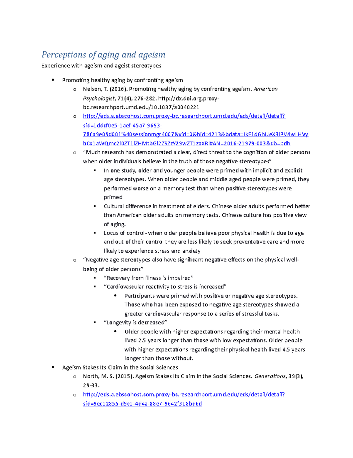 Aging paper research - Grade: A - Perceptions of aging and ageism ...