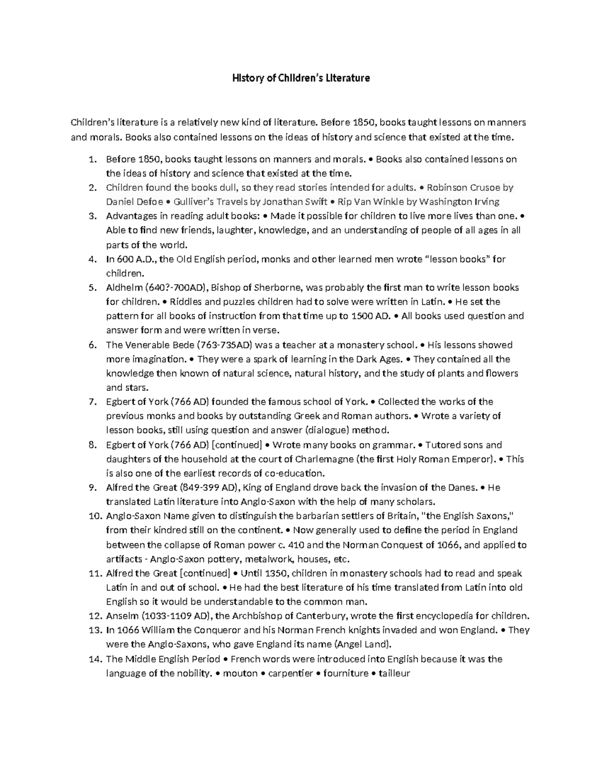 ENG 152-History of Children's Literature: An Overview and Analysis ...