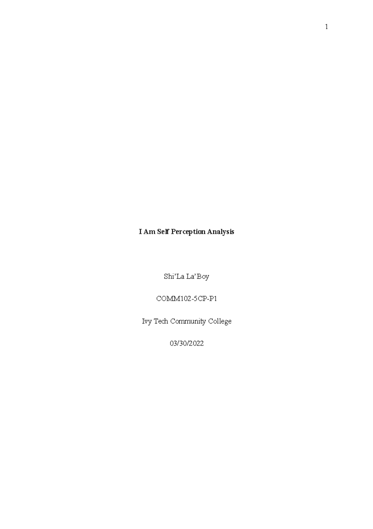 I am Self-Perception Analysis - I Am Self Perception Analysis Shi’La La ...