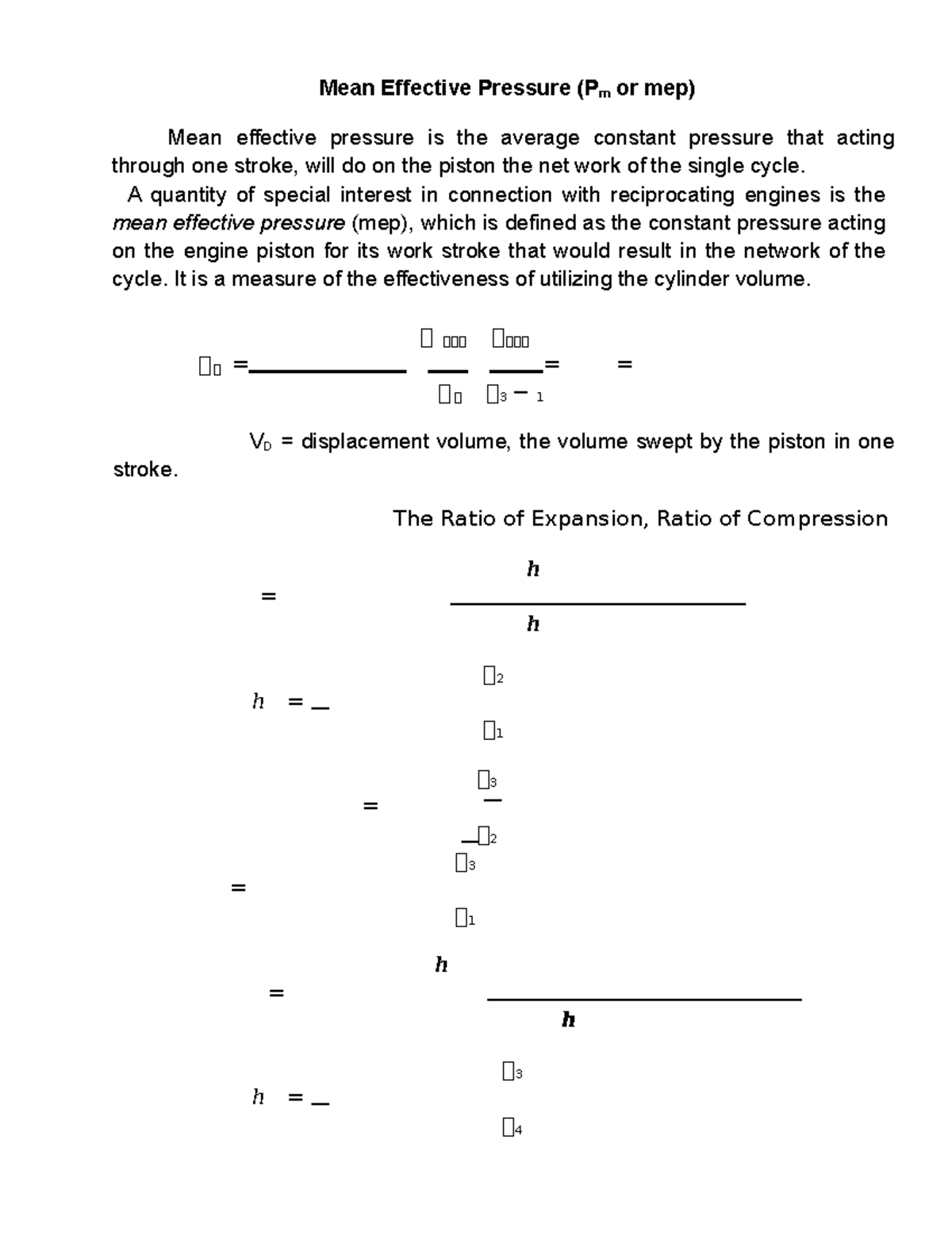 Mean Effective Pressure (Pm or mep) Explained with Examples - Studocu
