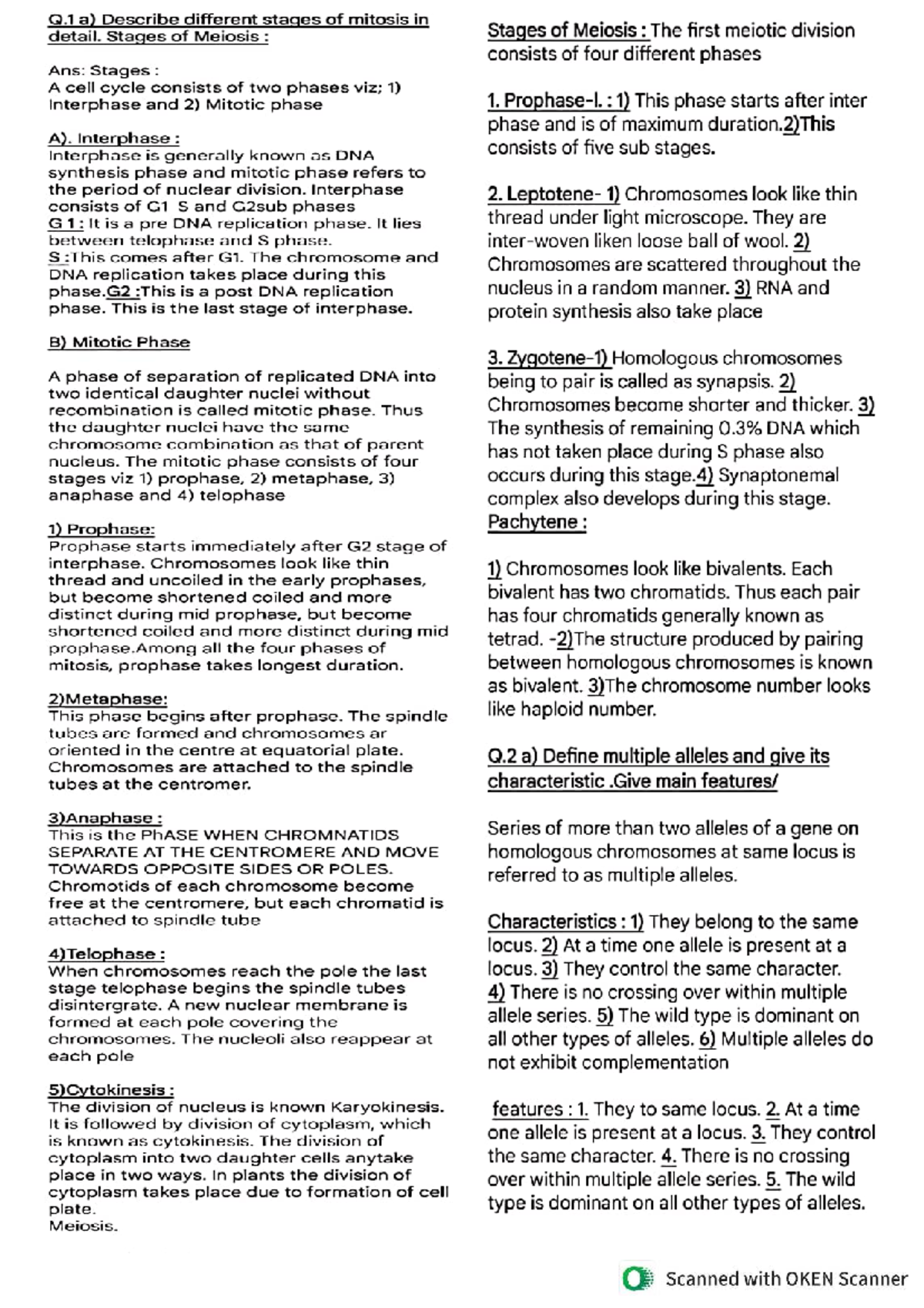 GPB 121-1 - Detailed Study of Mitosis, Meiosis, and Genetic Concepts ...