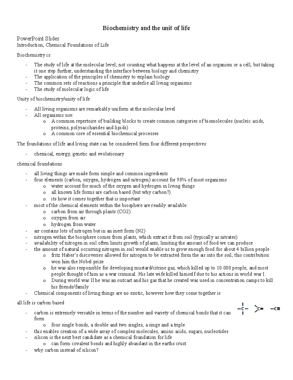 Module 1 Lectures: Intro to Biochemistry and Chemical Foundations - Studocu