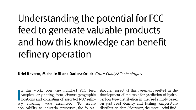 Understanding FCC Feed Impact on Production: Insights and Predictions ...