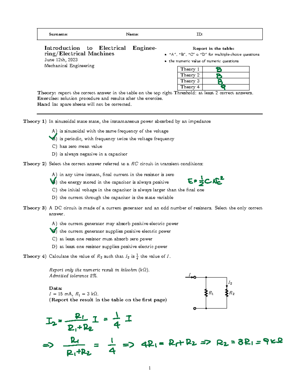 2306 - Final Exam Report on Electrical Machines and Circuits - Studocu