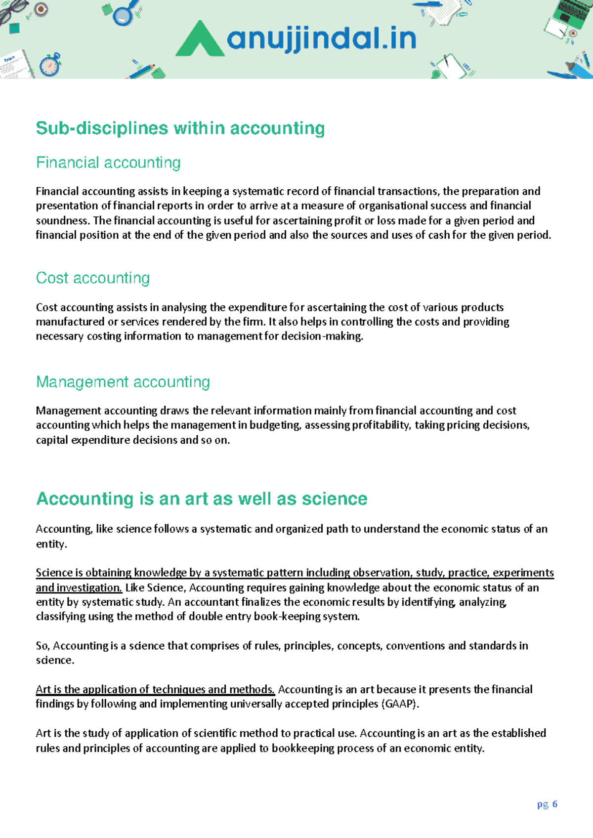 Basics-of-Accounting 3 - [Type here] pg. 6 Sub-disciplines within ...