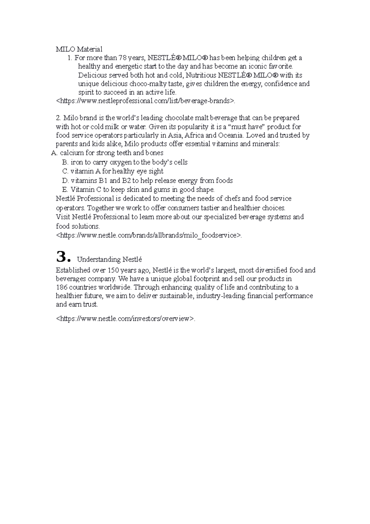 MILO Material- History, Introduction to Milo - Principles Of Marketing ...