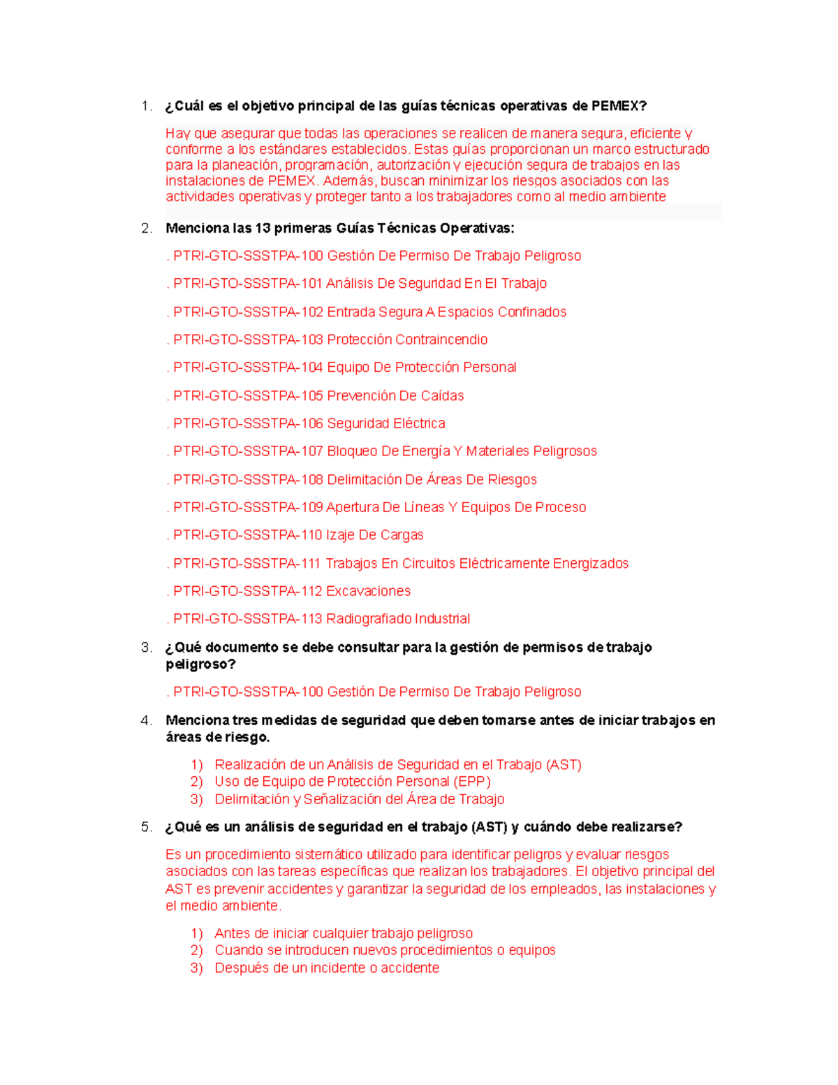 Guía para el Examen SSPA 2025: Prevención y Seguridad en PEMEX - Studocu