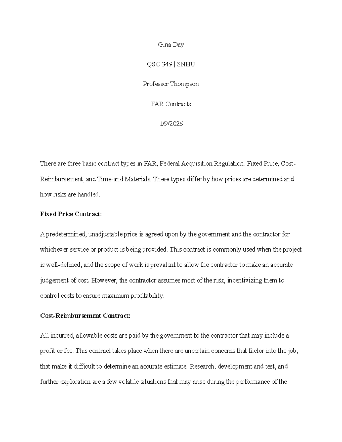 FAR Contracts Overview - QSO 349 Module 1 Project Contracting - Studocu
