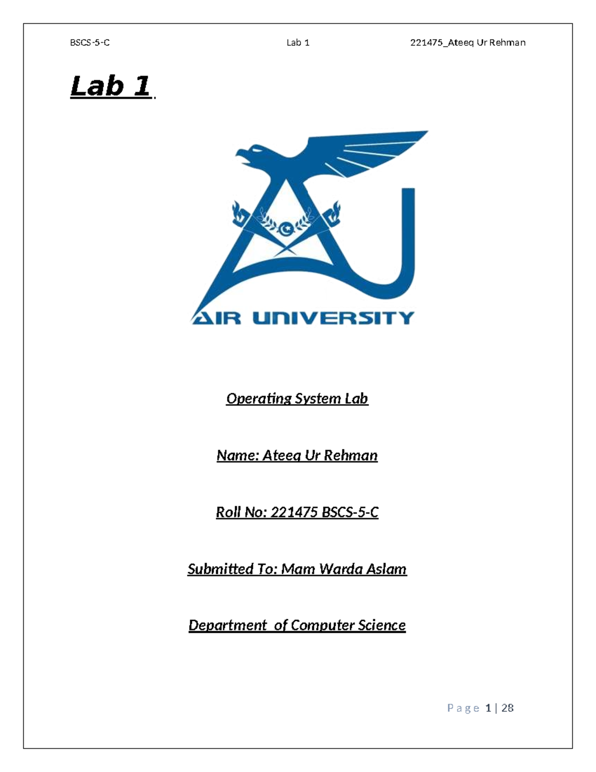 Lab 1: Linux Basics for OS - Commands and Tasks (221475) - Studocu