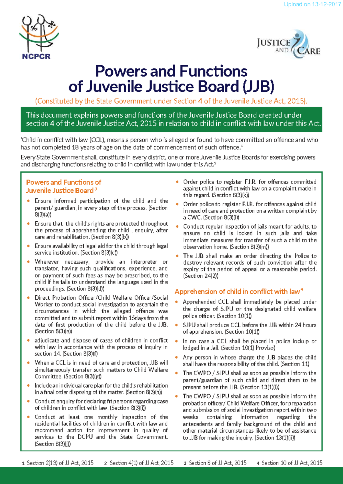 Powers and Functions of Juvenile Justice Board (JJB) under JJ Act 2015 ...