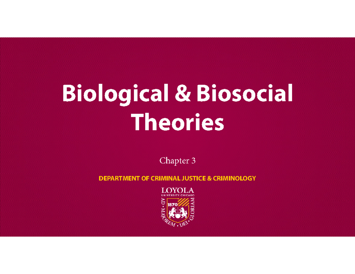Biological and Biosocial Theories in Criminology (CJ 101) - Chapter 3 ...