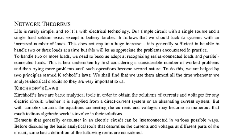 NETWORK THEOREMS: Analyzing Electrical Circuits and Laws - Studocu